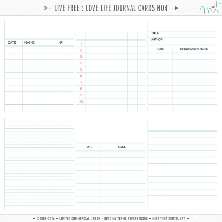 60 FREE Printable Journal Cards • Miss Tiina