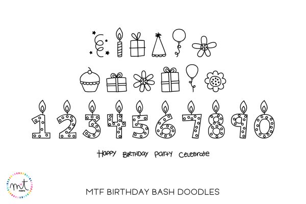 MTF Birthday Bash Doodles • Miss Tiina Fonts