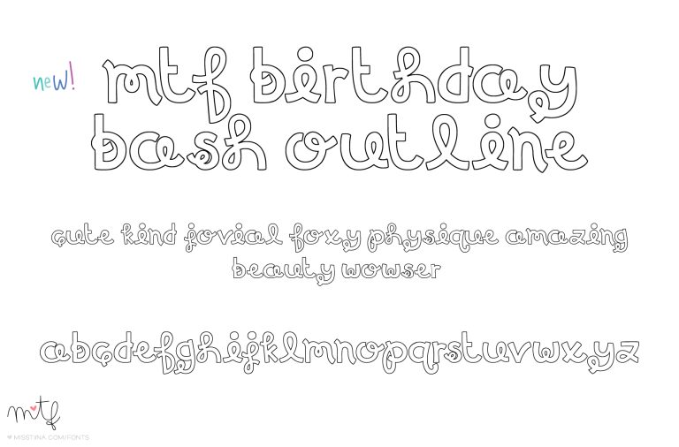 MTF Birthday Bash Outline • Miss Tiina Fonts