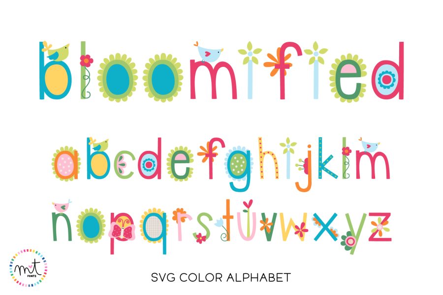 MTF Bloomified SVG Color Alphabet Font • Miss Tiina Fonts