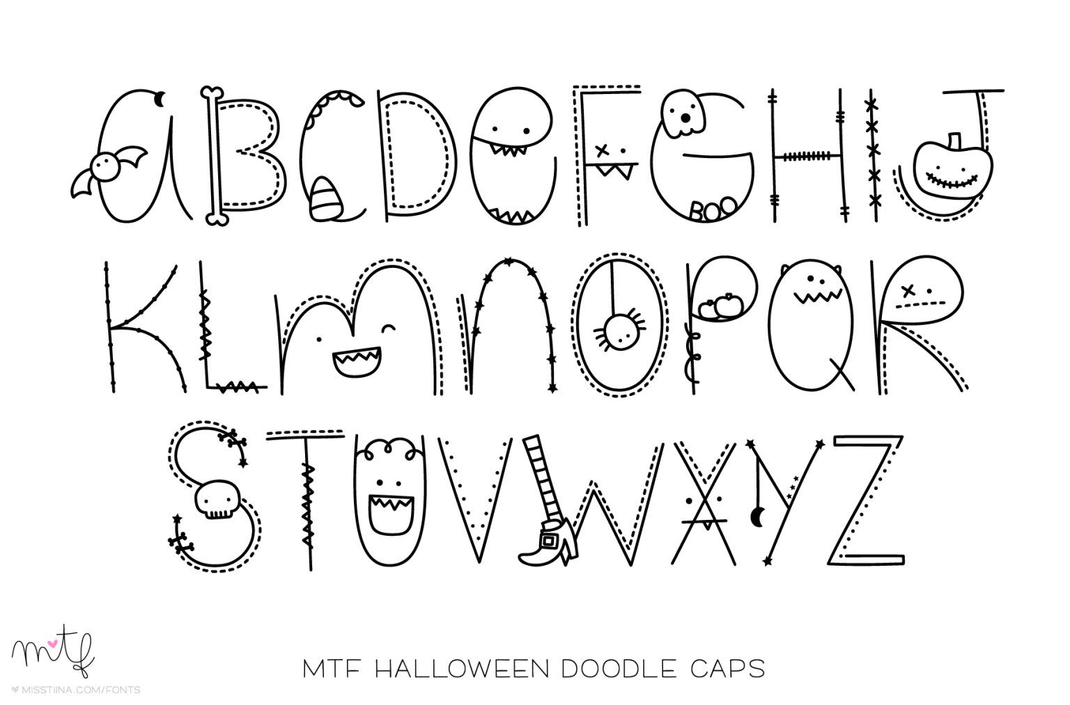 MTF Halloween Doodle Caps • Miss Tiina Fonts