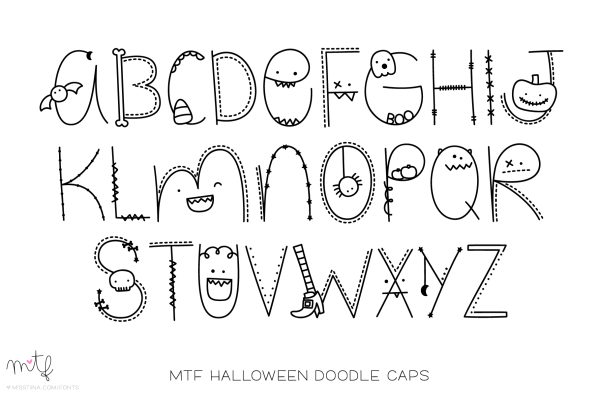 MTF Halloween Doodle Caps • Miss Tiina Fonts
