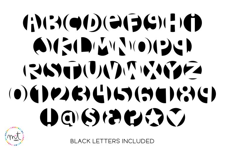 MTF Jumpin’ Jack Alphabits SVG Color Font + Black • Miss Tiina Fonts