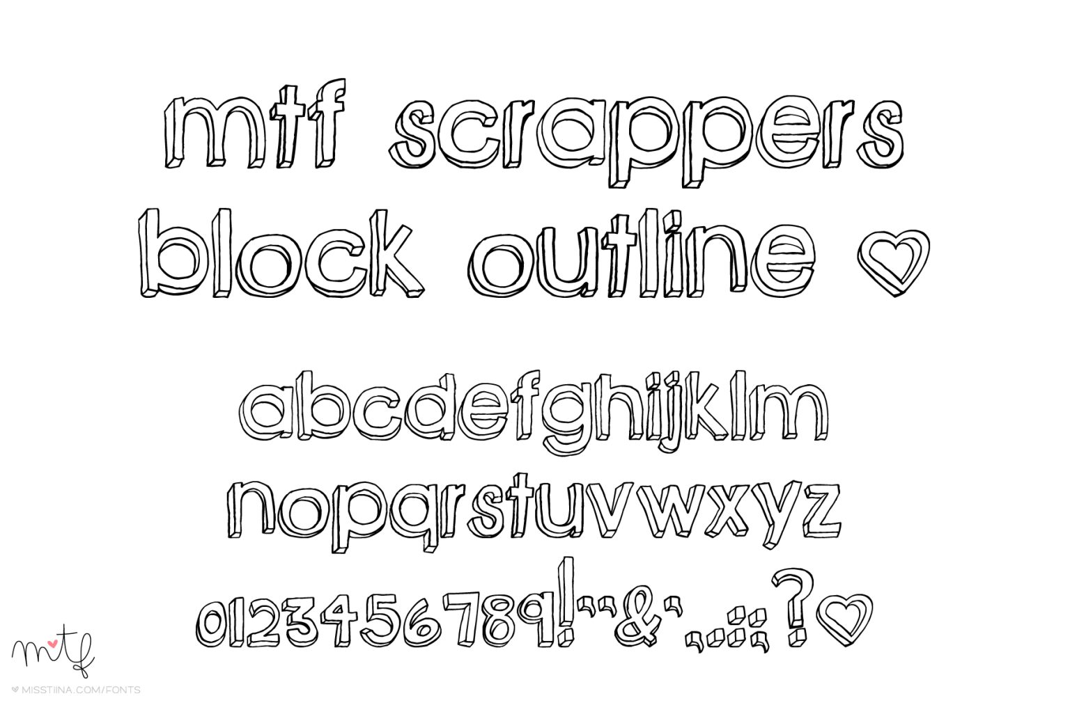 MTF Scrappers Block Outline • Miss Tiina Fonts