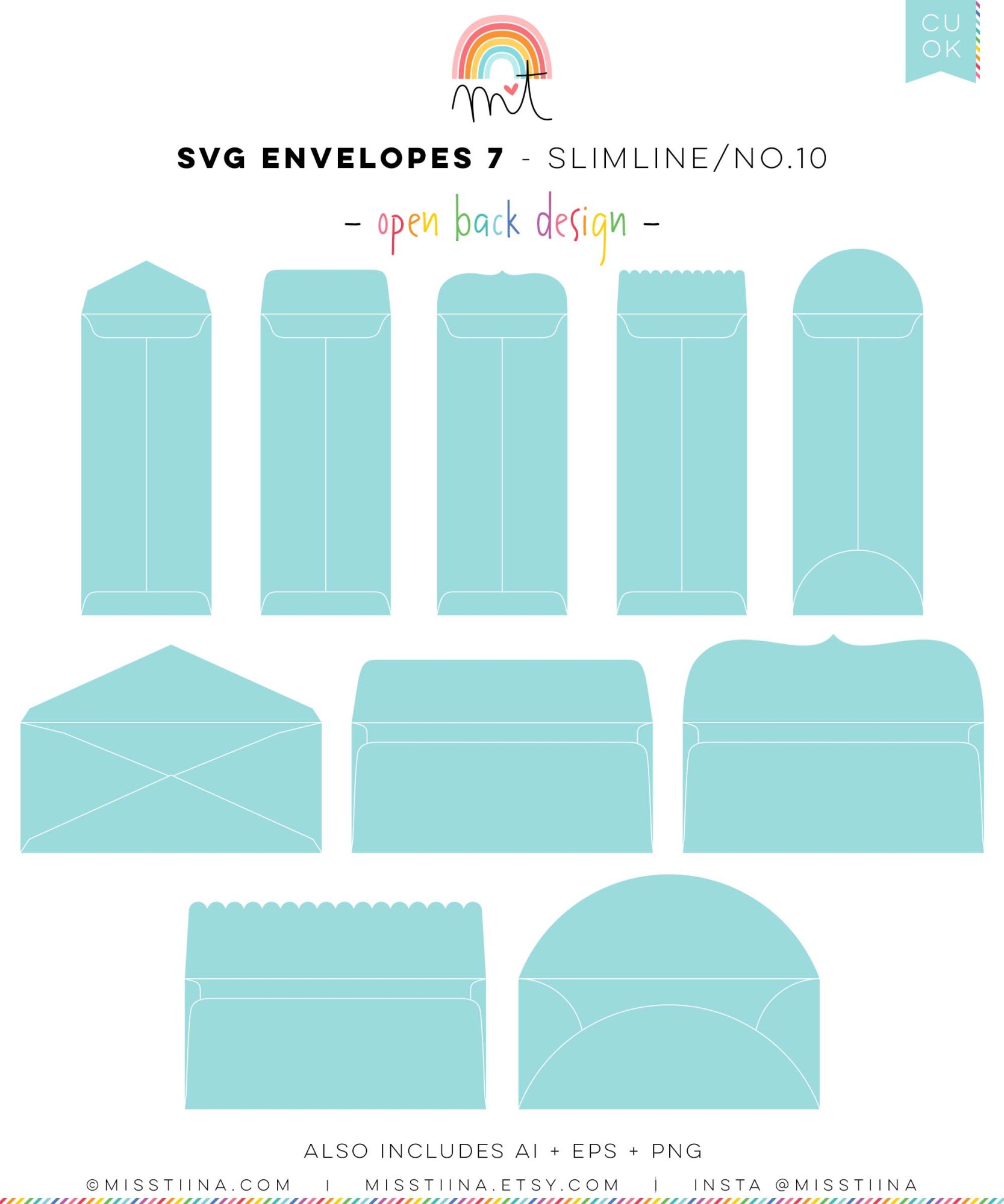 Miss Tiina + SVG Cutting Files + Envelopes 7 - Slimline SVG