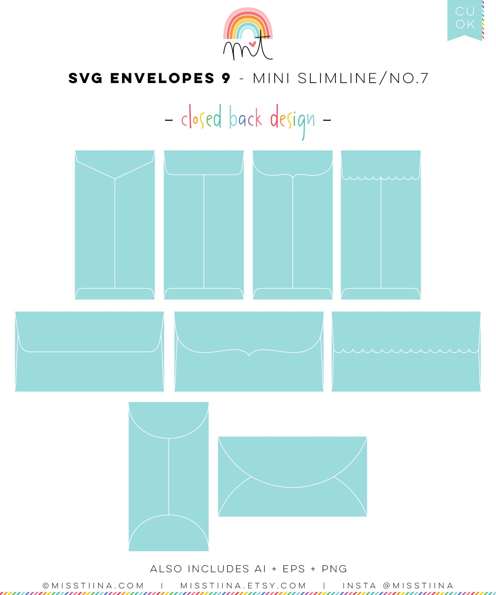 Miss Tiina + SVG Cutting Files + Envelopes 9 Mini Slimline SVG