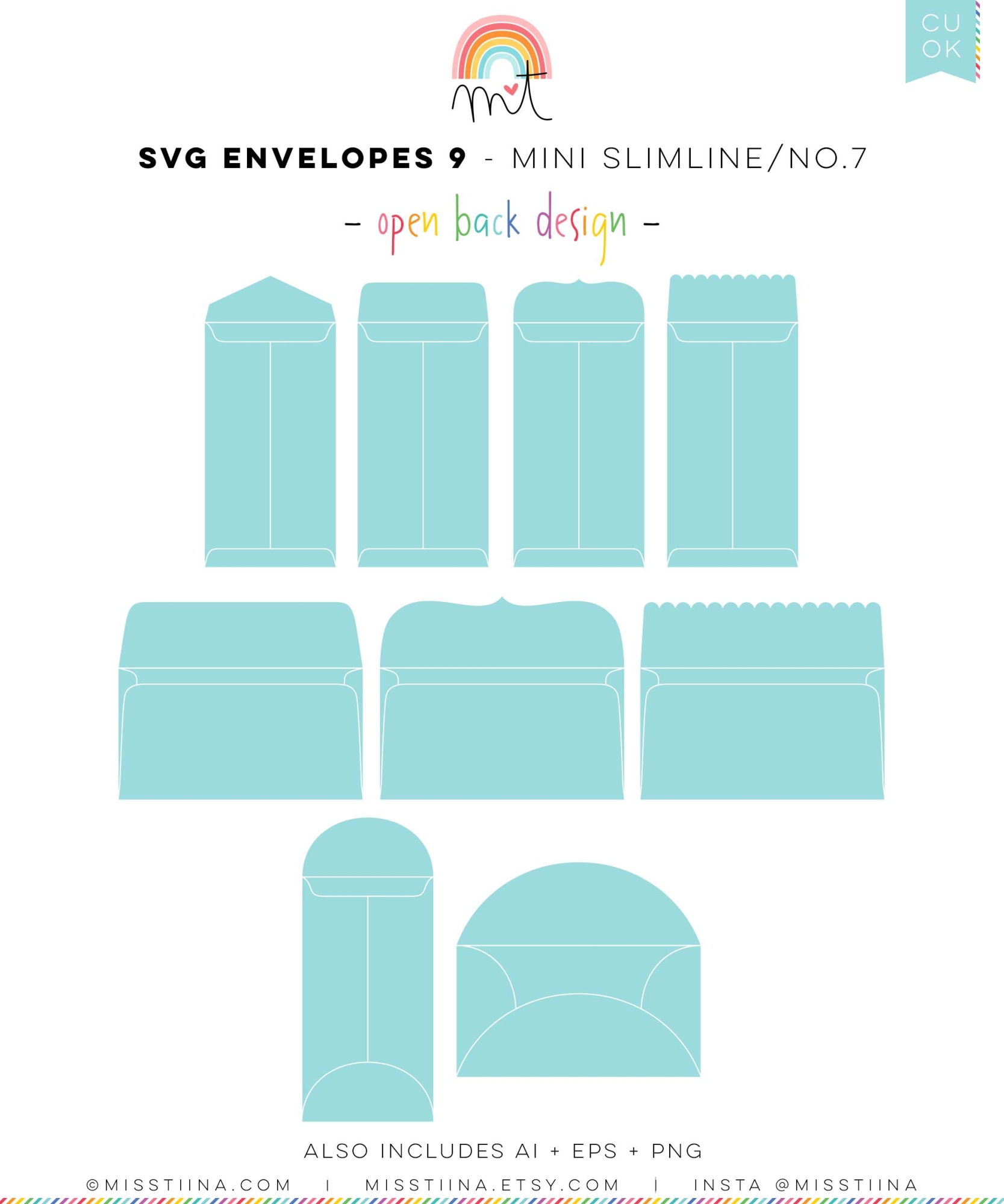 Miss Tiina + SVG Cutting Files + Envelopes 9 Mini Slimline SVG
