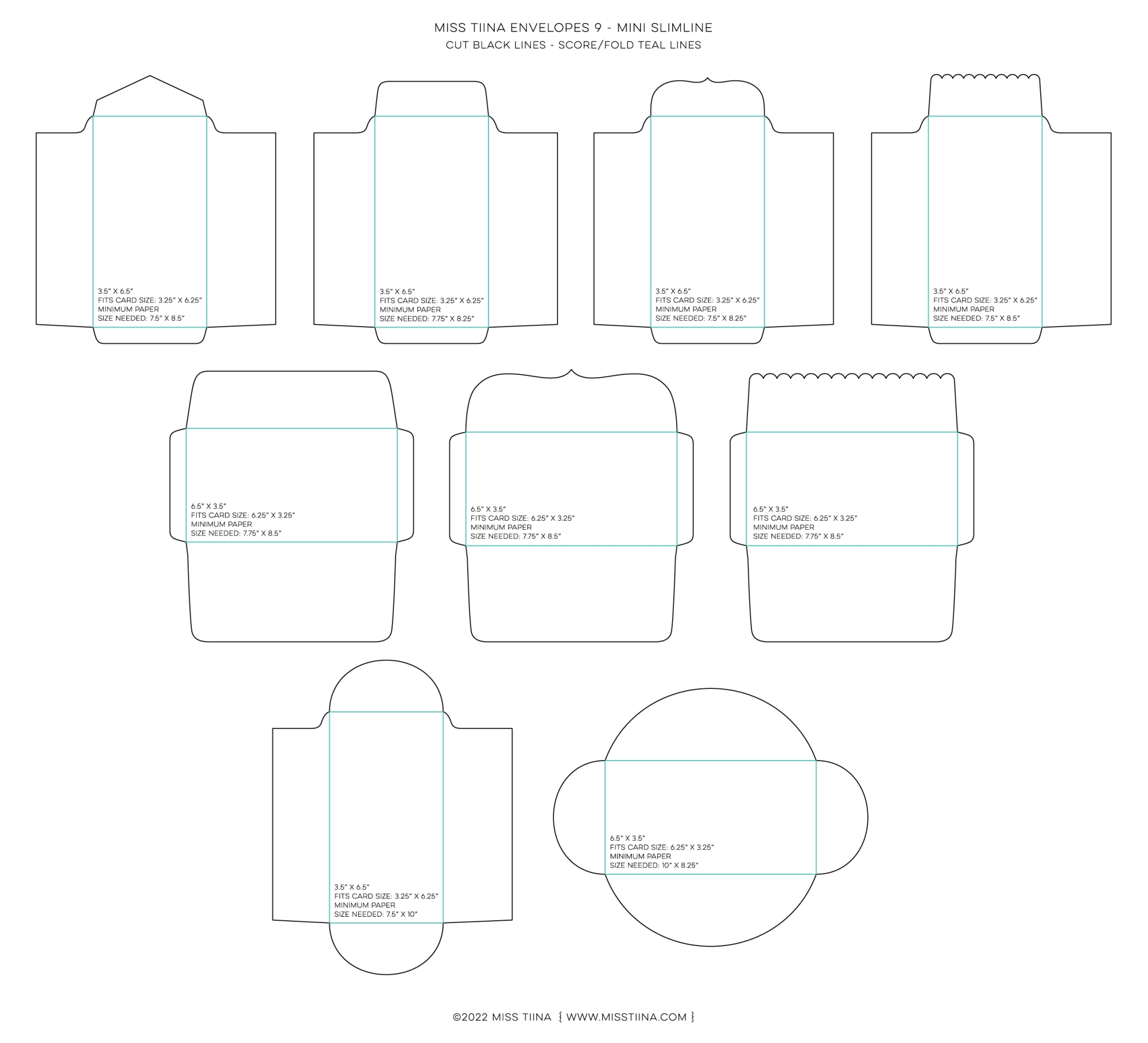 Miss Tiina + SVG Cutting Files + Envelopes 9 Mini Slimline SVG