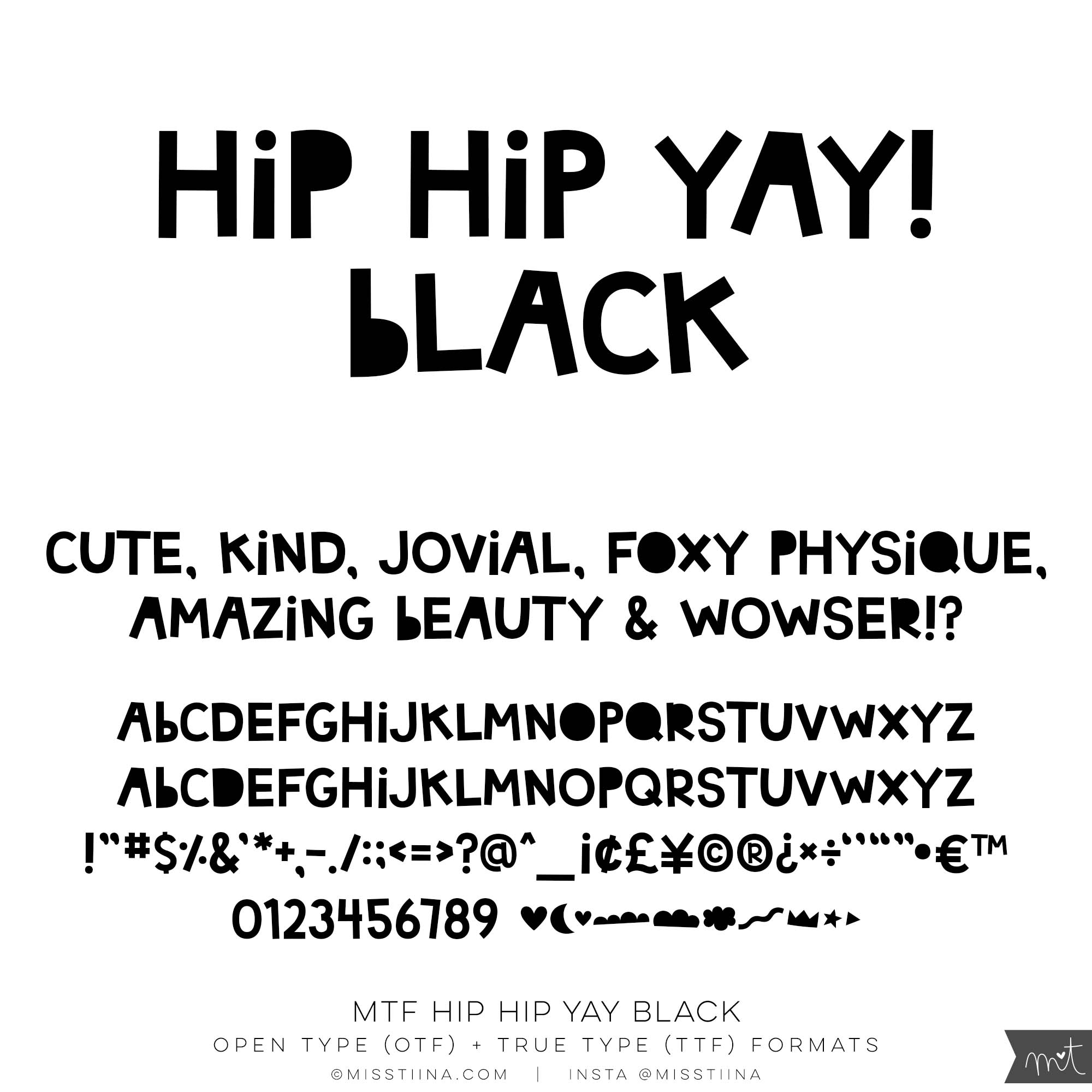 Miss Tiina + Fonts + MTF Hip Hip Yay Black