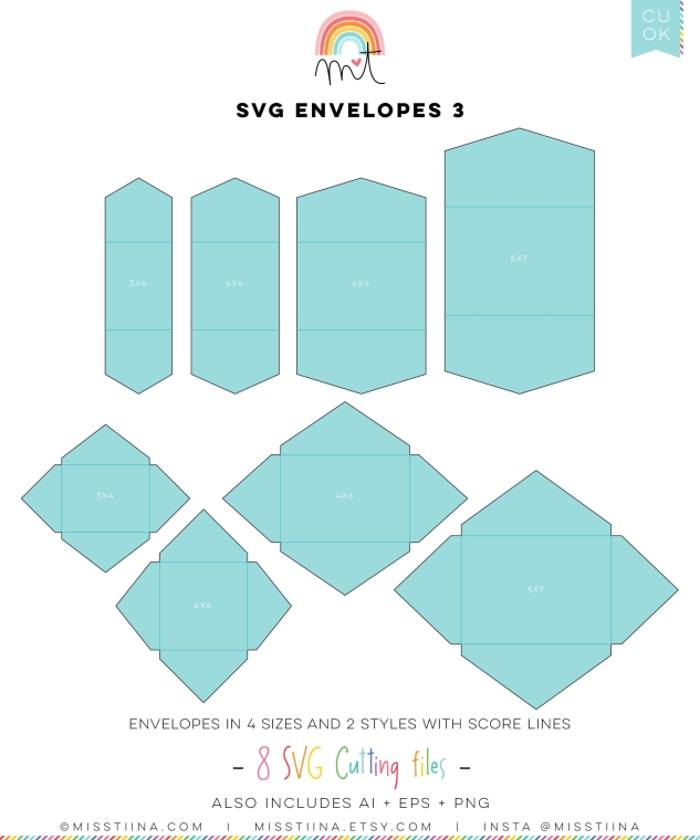 Miss Tiina + SVG Cutting Files + Envelopes Collection